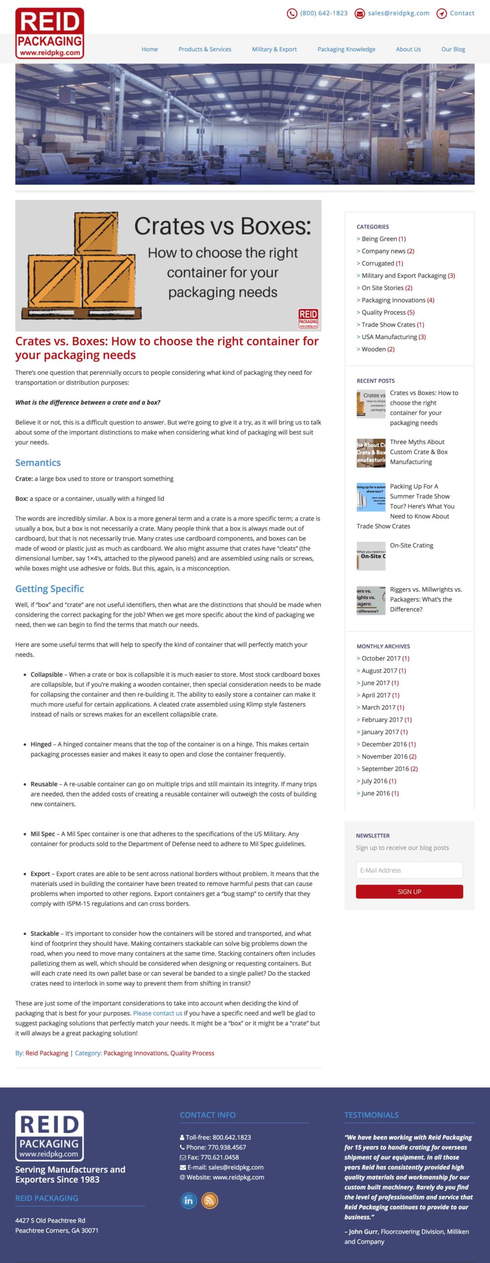 Reid Packaging - Avietech